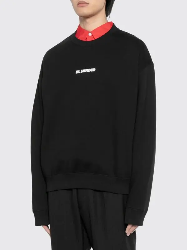 JIL SANDER Cotton Crewneck Sweatshirt With Logo - Black