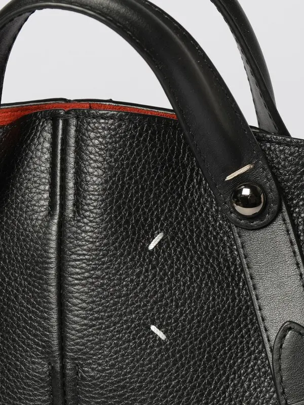 MAISON MARGIELA Tumbled Calfskin Flared Handbag - Black