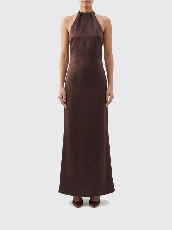ALYSI Halter Neck Maxi Dress - Brown