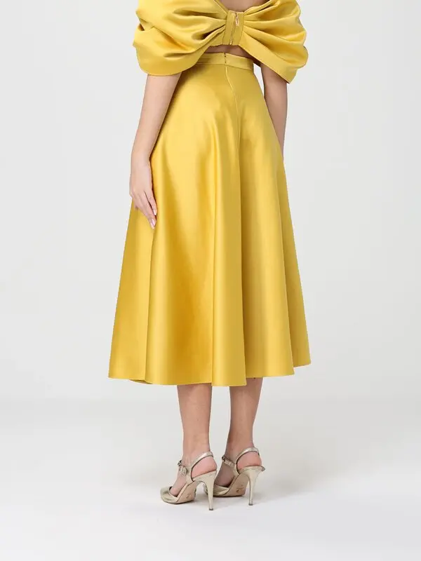 Elisabetta Franchi Midi Satin Skirt - Yellow