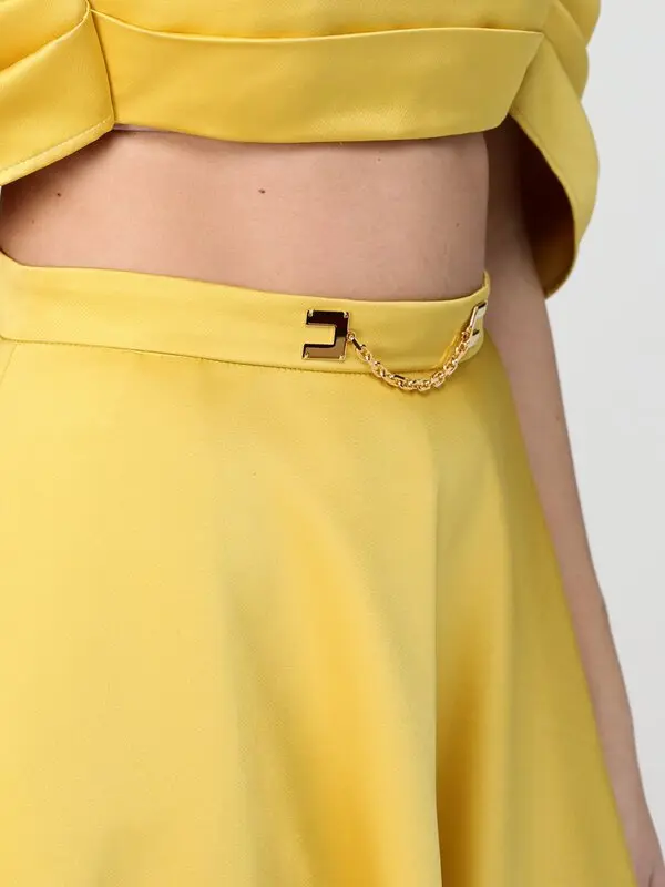 Elisabetta Franchi Midi Satin Skirt - Yellow