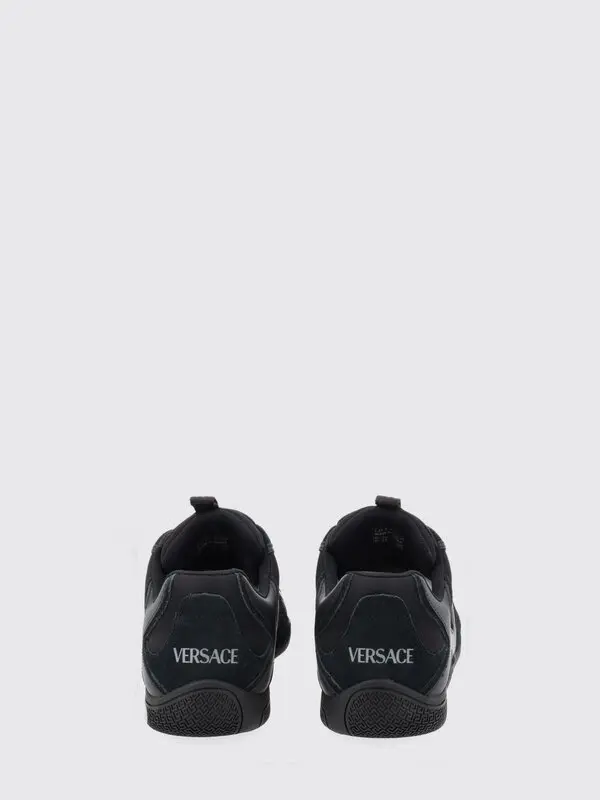 Versace Leather And Suede Sneakers - Black