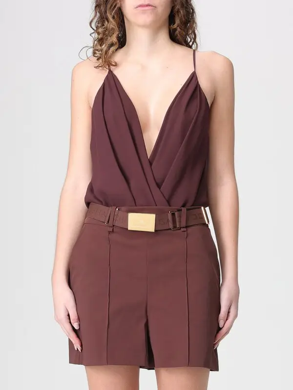 Elisabetta Franchi Draped V-neck Camisole - Cocoa