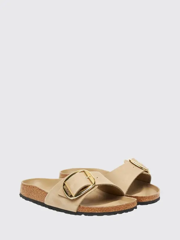 BIRKENSTOCK Madrid Big Buckle Oiled Leather Slides - Beige