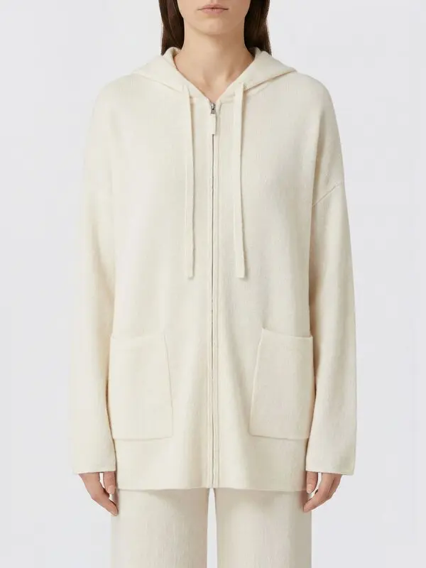 ALLUDE Hooded Zip-up Sweatshirt - White
