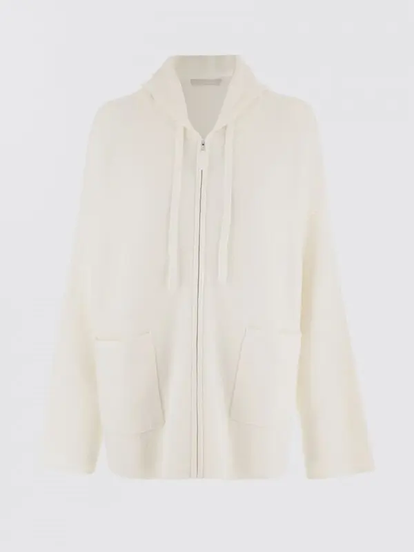 ALLUDE Hooded Zip-up Sweatshirt - White