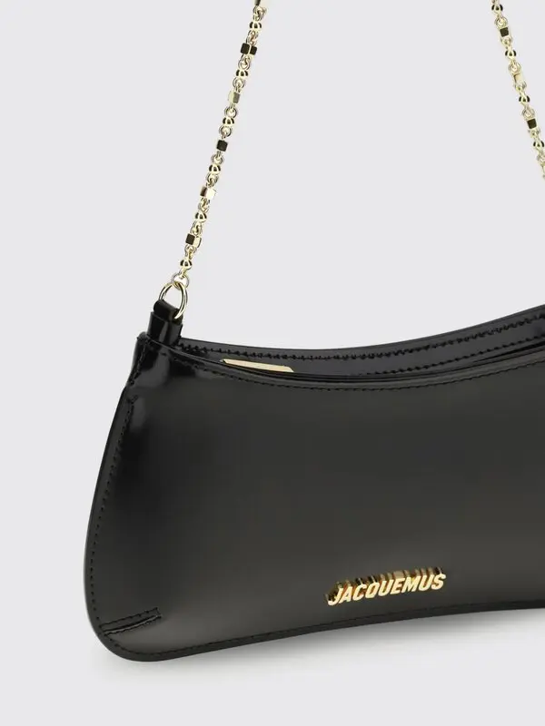 Jacquemus Le Petit Bisou Patent Leather Shoulder Bag With Chain Handle - Black