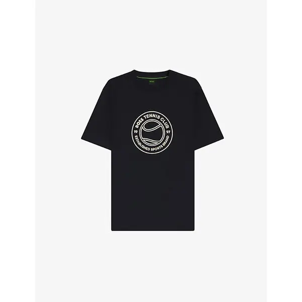 BOSS Tennis Club-print Cotton-jersey T-shirt - Dark Blue