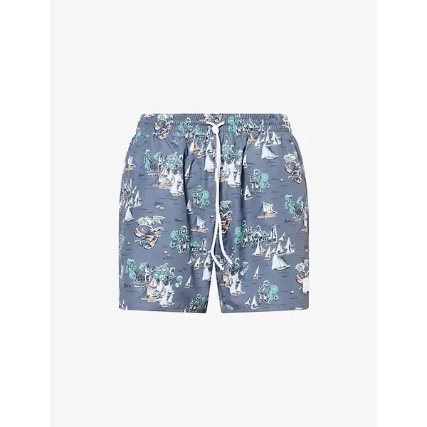 BOSS Piranha Printed Swim Shorts - Dark Grey