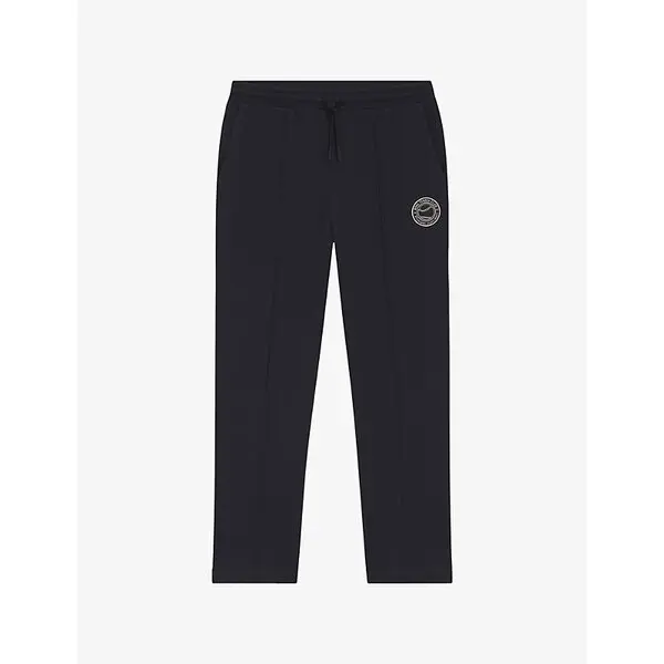 BOSS Brand-embroidered Relaxed-fit Cotton-blend Jogging Bottoms - Dark Blue