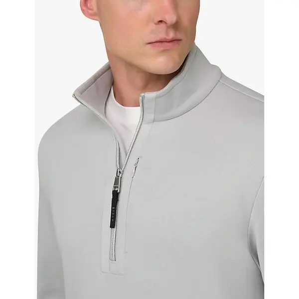 Boggi Milano Half-zip Stretch Cotton-blend Jumper - Ice