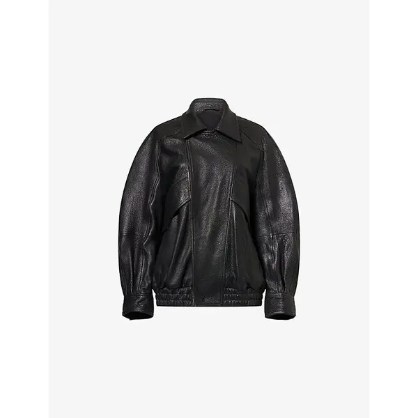 Nour Hammour Rafe Spread-collar Leather Jacket