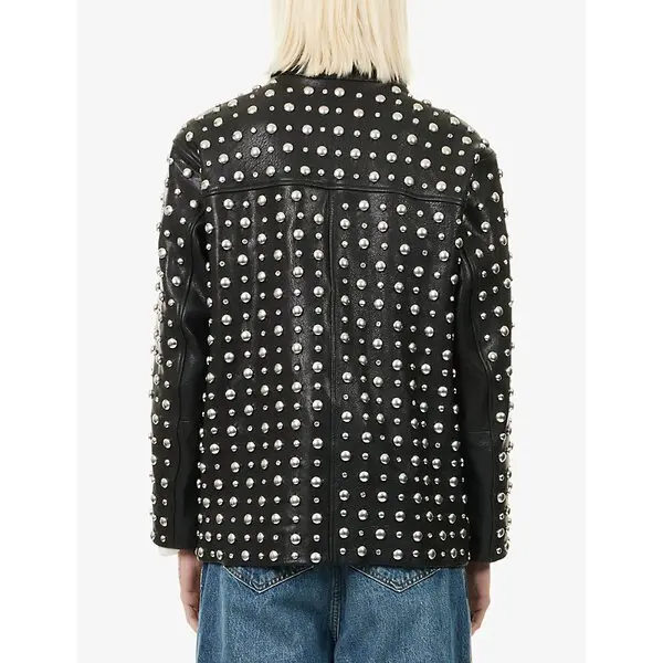 Nour Hammour Relaxed-fit Studded Leather Jacket