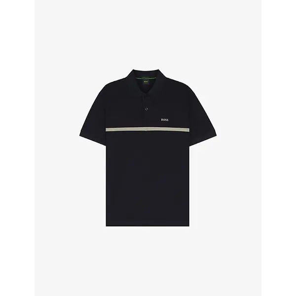BOSS Paddy Horizontal-stripe Cotton Polo Shirt Xxxl - Dark Blue