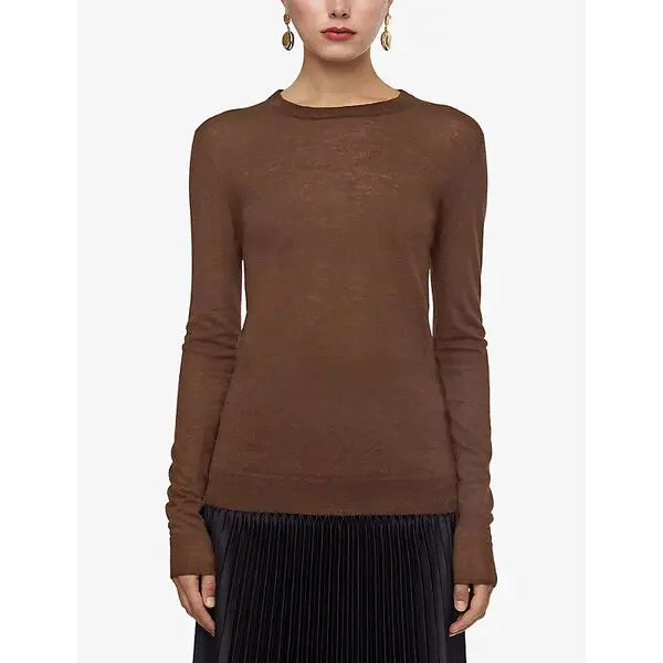 JOSEPH Cashair Round-neck Cashmere Jumper - Cinnamon