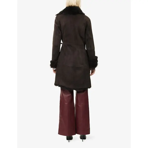 Nour Hammour Mid-length Shearling Coat With Notch Lapels