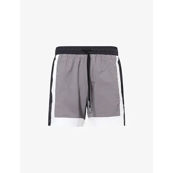 BOSS Remy Contrast-stripe Swim Shorts - Dark Grey