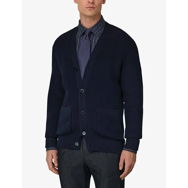 Boggi Milano Ribbed Cotton Button-down Cardigan