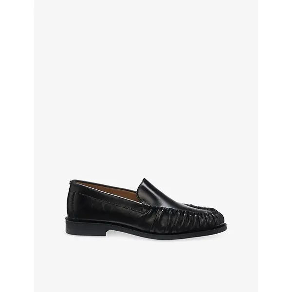 BOSS Ruched Leather Moccasins