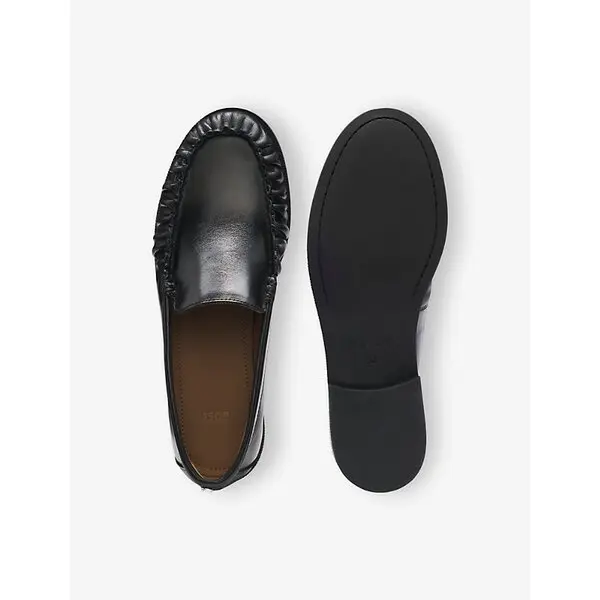 BOSS Ruched Leather Moccasins