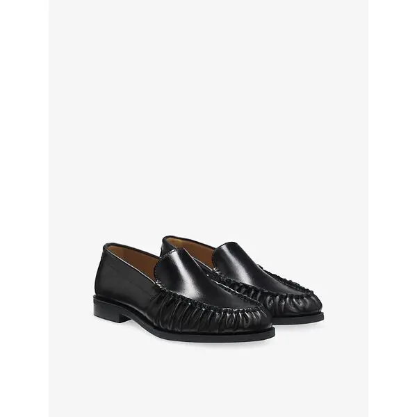 BOSS Ruched Leather Moccasins