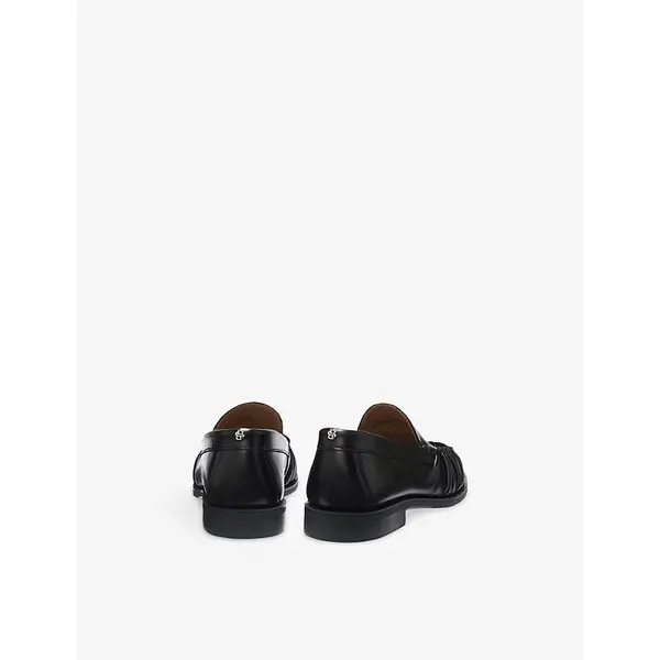BOSS Ruched Leather Moccasins