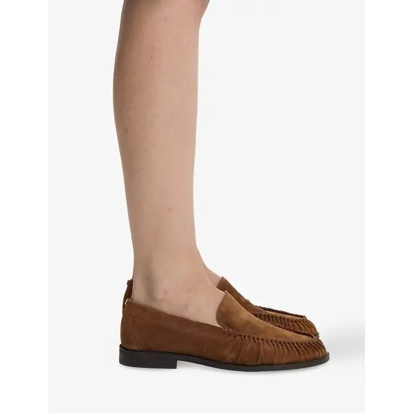 BOSS Ruched Suede Moccasins