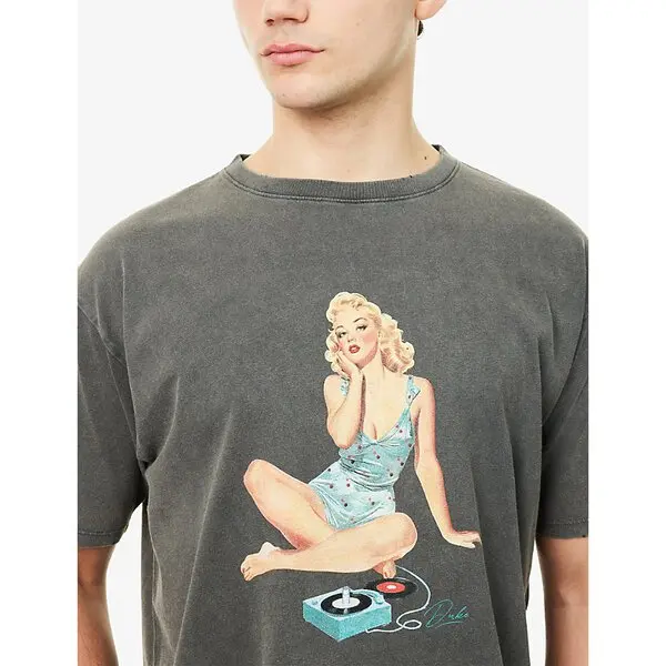 DUKE + DEXTER Pin Up Washed Cotton-jersey T-shirt