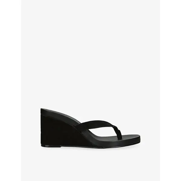 Steve Madden Suede Wedge Sandals - Black
