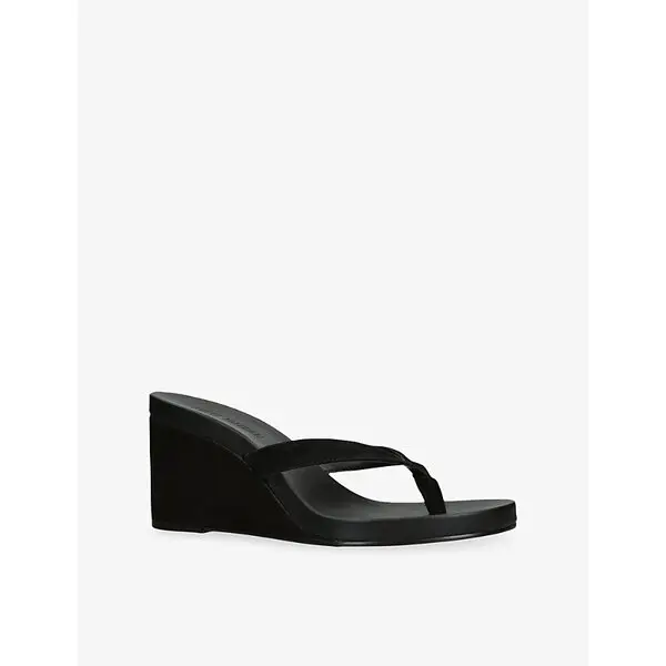 Steve Madden Suede Wedge Sandals - Black