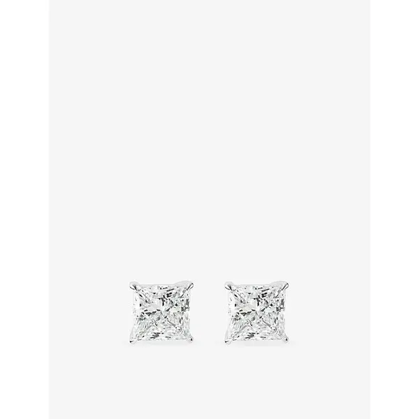 THE DIAMOND LAB Timeless Princess-cut 18ct White-gold And Lab-grown Diamond Stud Earrings - White Gold
