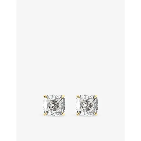 THE DIAMOND LAB Timeless Cushion-cut 18ct Yellow-gold And 8.09ct Lab-grown Diamond Stud Earrings - Yellow Gold