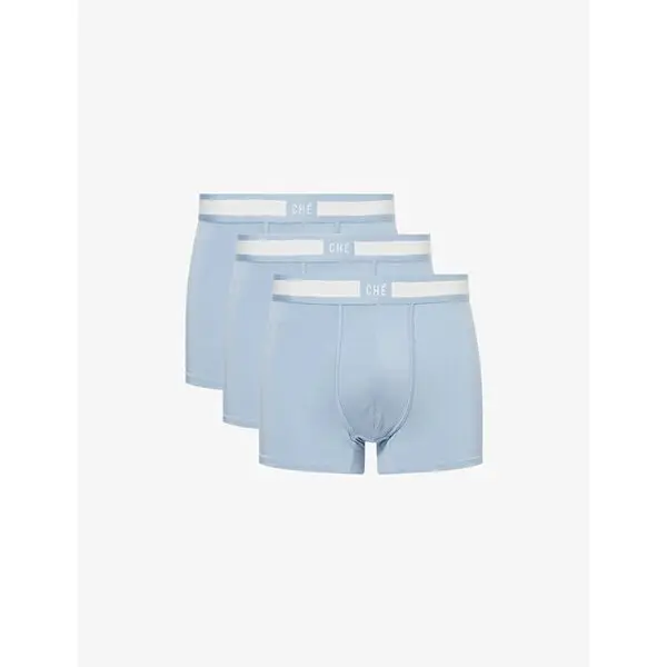 CHE Signature Pack Of Three Stretch-woven Trunks - Powder Blue