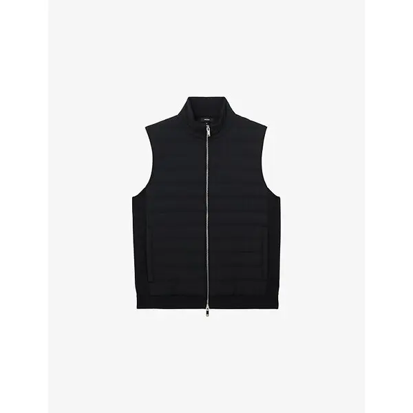 REISS Zip-through Stretch-woven Gilet - Navy