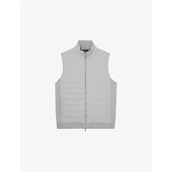 REISS Zip-through Stretch-woven Gilet - Soft Grey