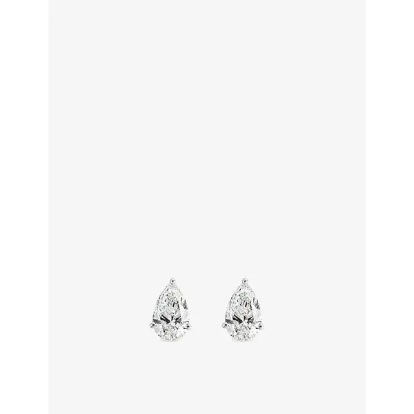 THE DIAMOND LAB Timeless Pear-cut 18ct White-gold And 2.62ct Lab-grown Diamond Stud Earrings - White Gold