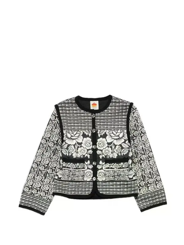 Farm Rio Cashews And Birds Padded Jacket - Black