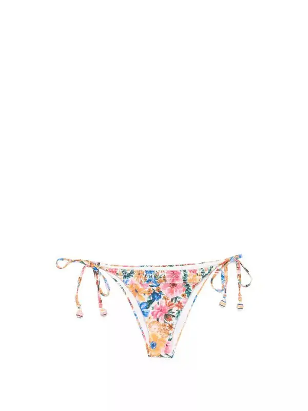 Farm Rio Floral-print Tie-side Bikini Bottom - Neutrals