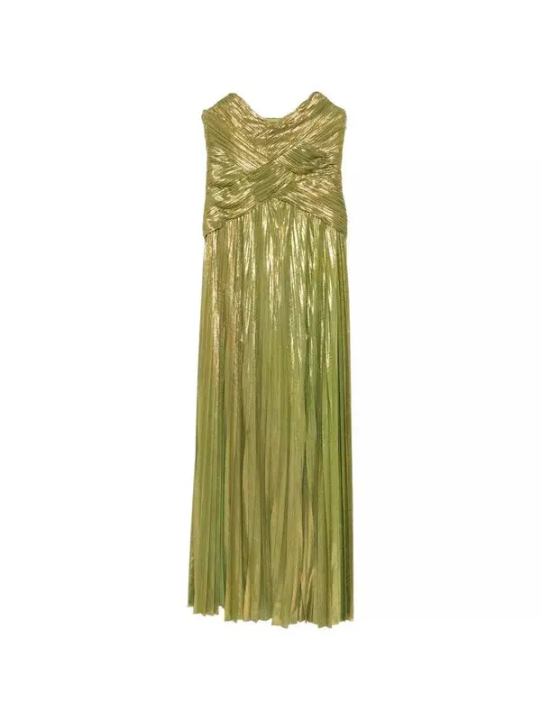 Retrofete Strapless Pleated Maxi Dress