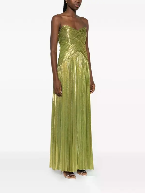 Retrofete Strapless Pleated Maxi Dress