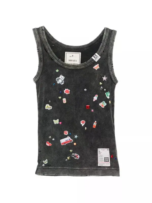 Mihara Yasuhiro Graphic-applique Sleeveless Top