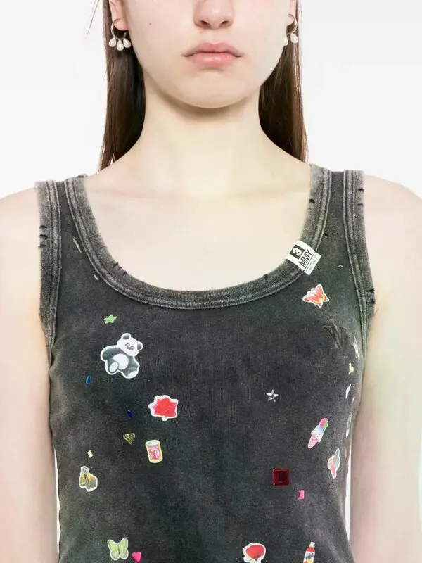 Mihara Yasuhiro Graphic-applique Sleeveless Top