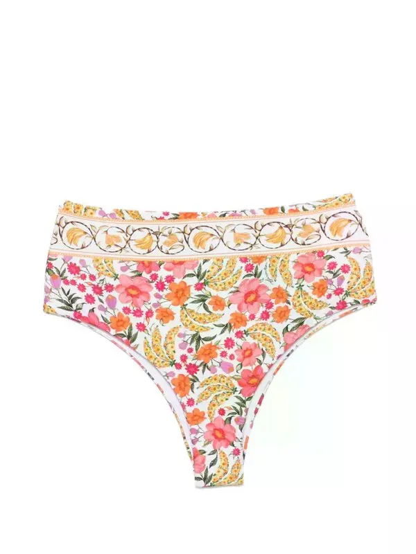Farm Rio Floral High-waist Bikini Bottom - White