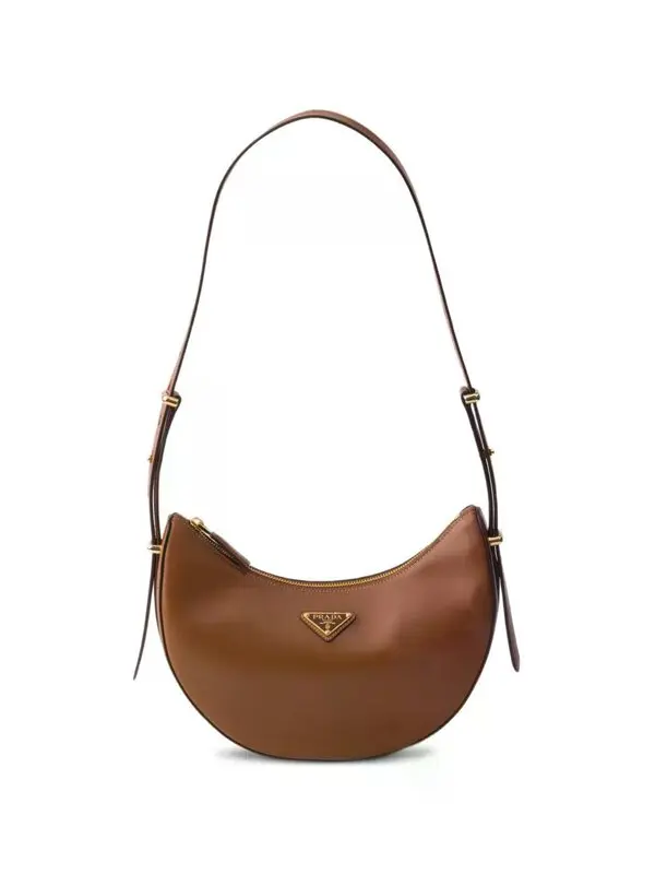 Prada Small Arqué Leather Shoulder Bag - Brown