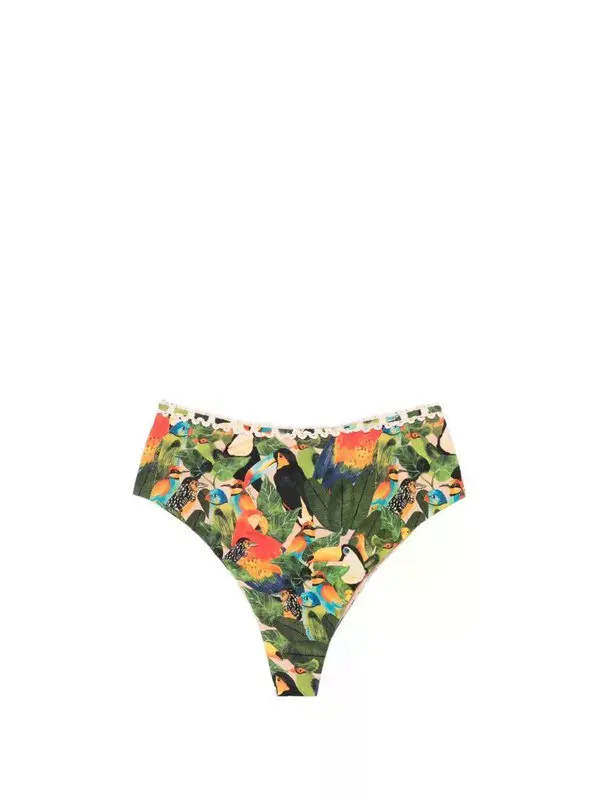 Farm Rio Bird Leaves High-waist Bikini Bottoms - Green