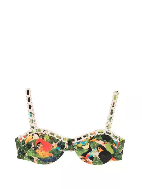 Farm Rio Bird-print Underwire Bikini Top - Green