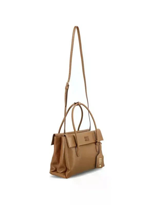 Miu Miu Solitaire Leather Tote Bag - Brown