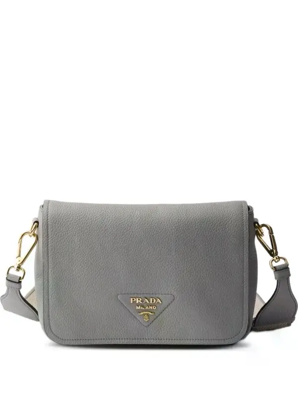 Prada Mini Leather Shoulder Bag - Grey