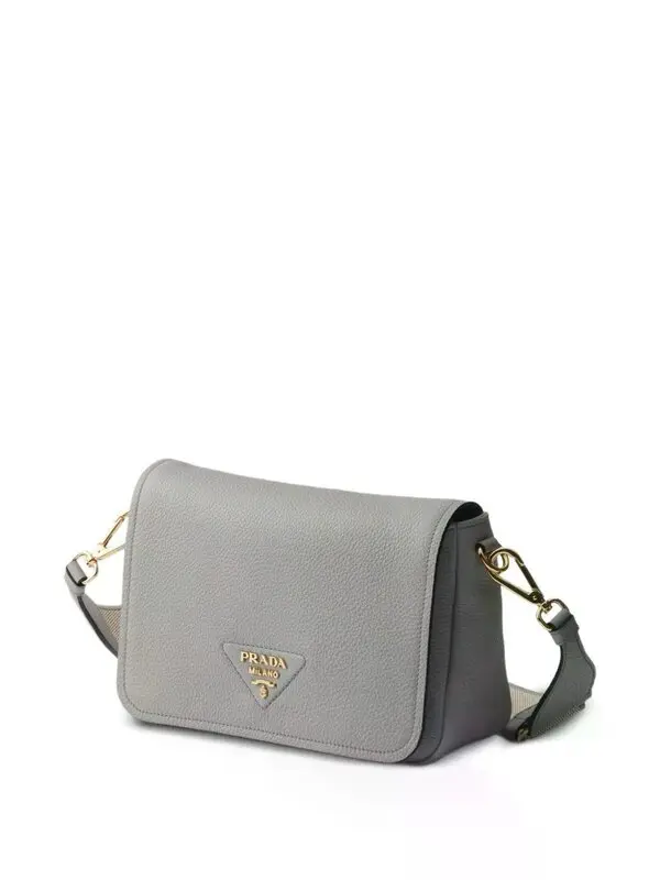 Prada Mini Leather Shoulder Bag - Grey