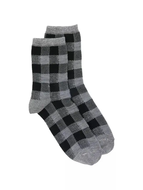 ALTO MILANO Checked Socks - Grey